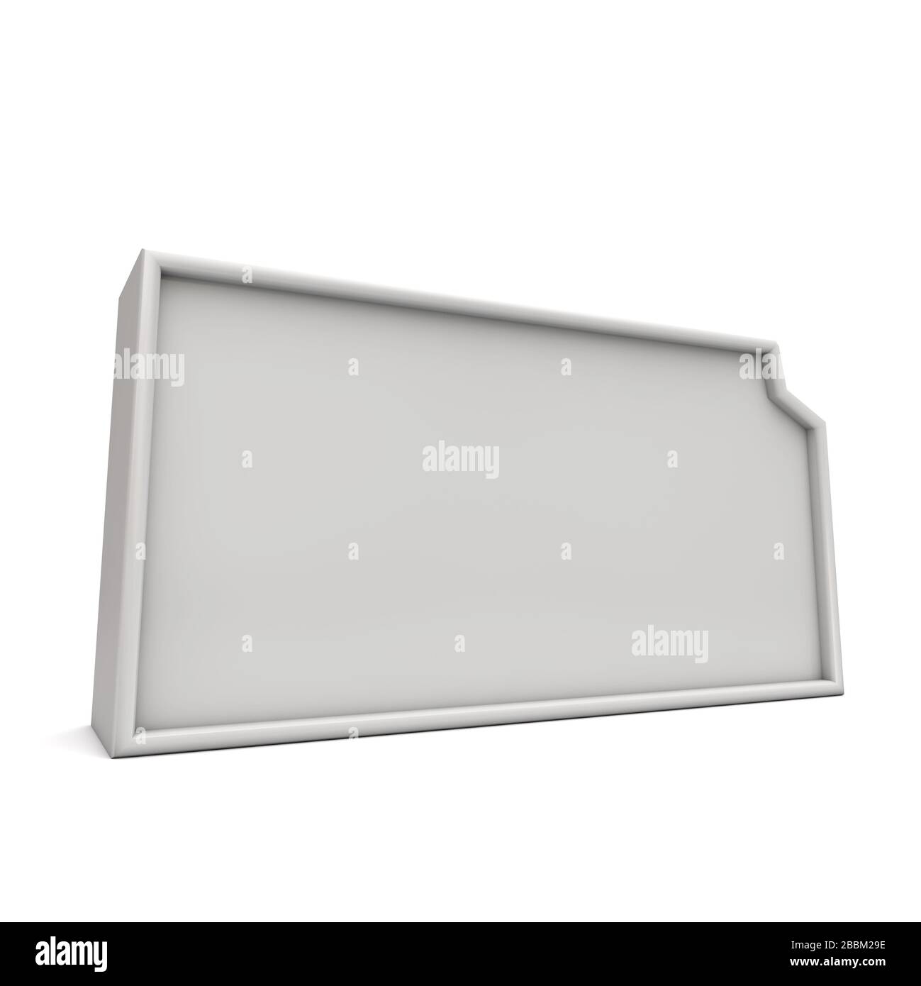 American state of Kansas, simple 3D map in white grey. 3D Rendering ...