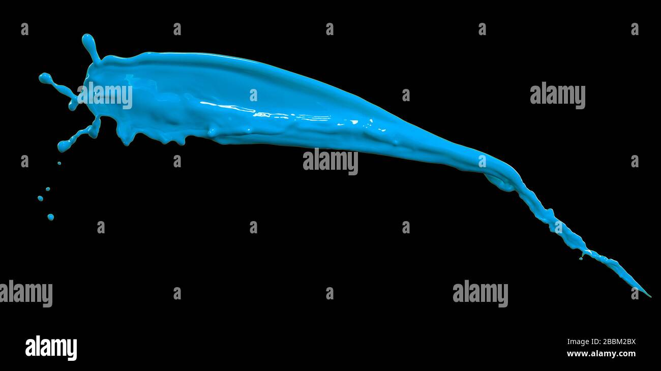 splendid blue paint splash isolated on black background Stock Photo - Alamy