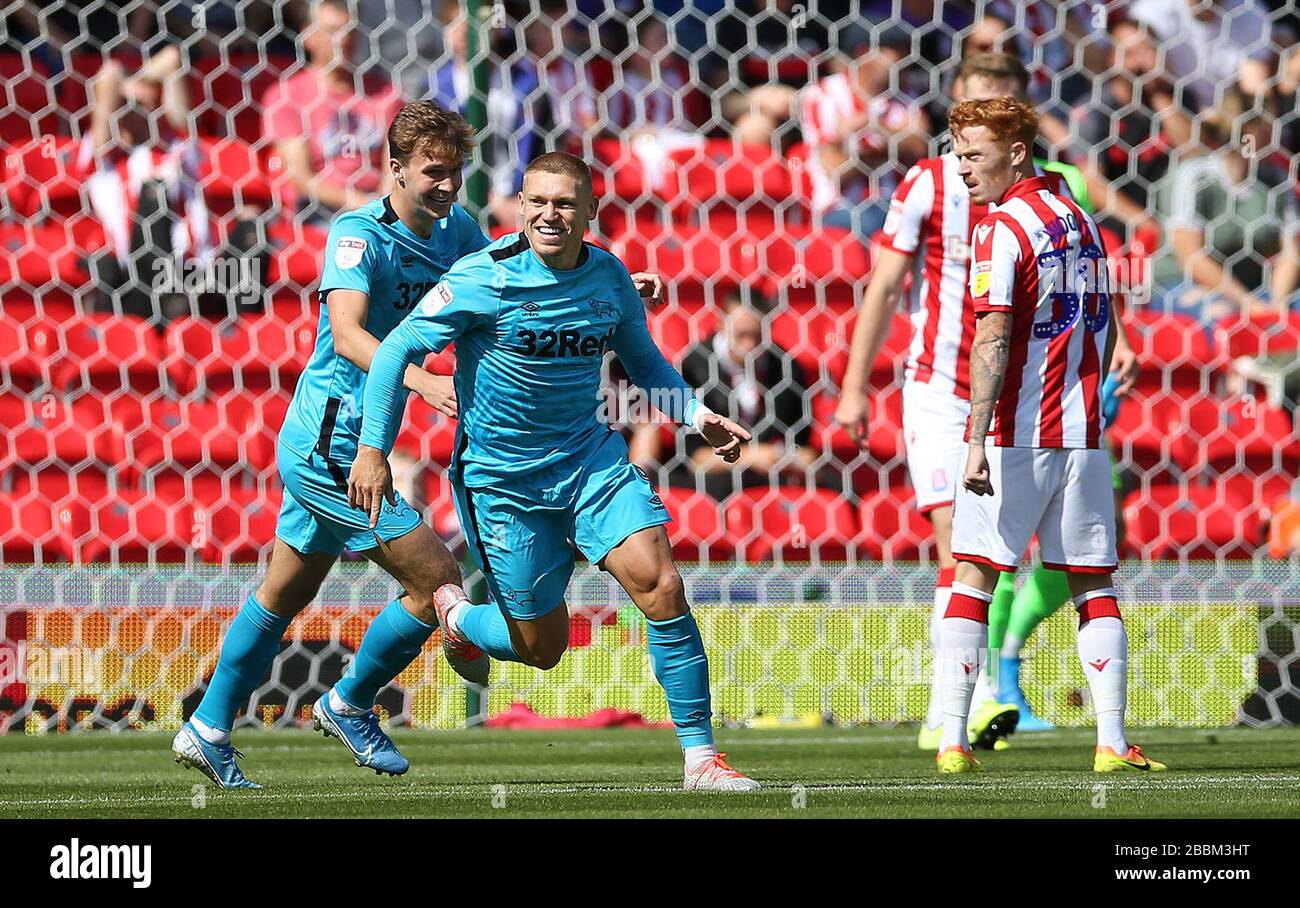 Derby County's Martyn Waghorn celebrates scoring against Stoke City ...