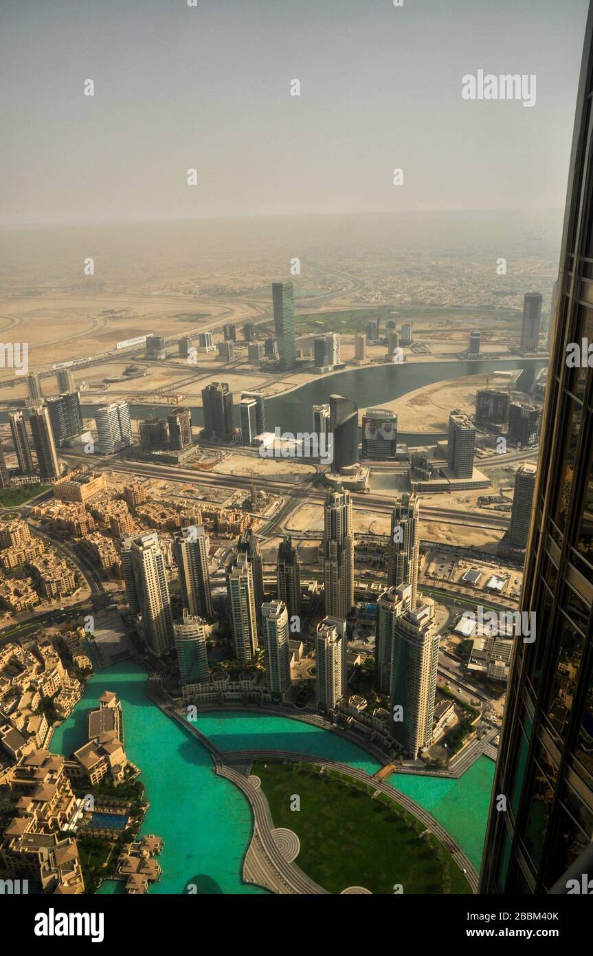 View of Dubai from the Burj Khalifa tower, United Arab Emirates, Middle ...