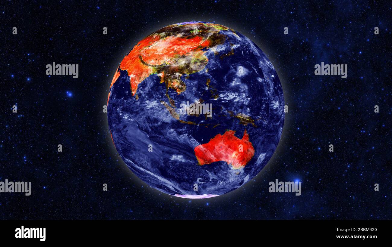 Planet earth. A shot from outer space. Realistic 3D rendering Stock ...