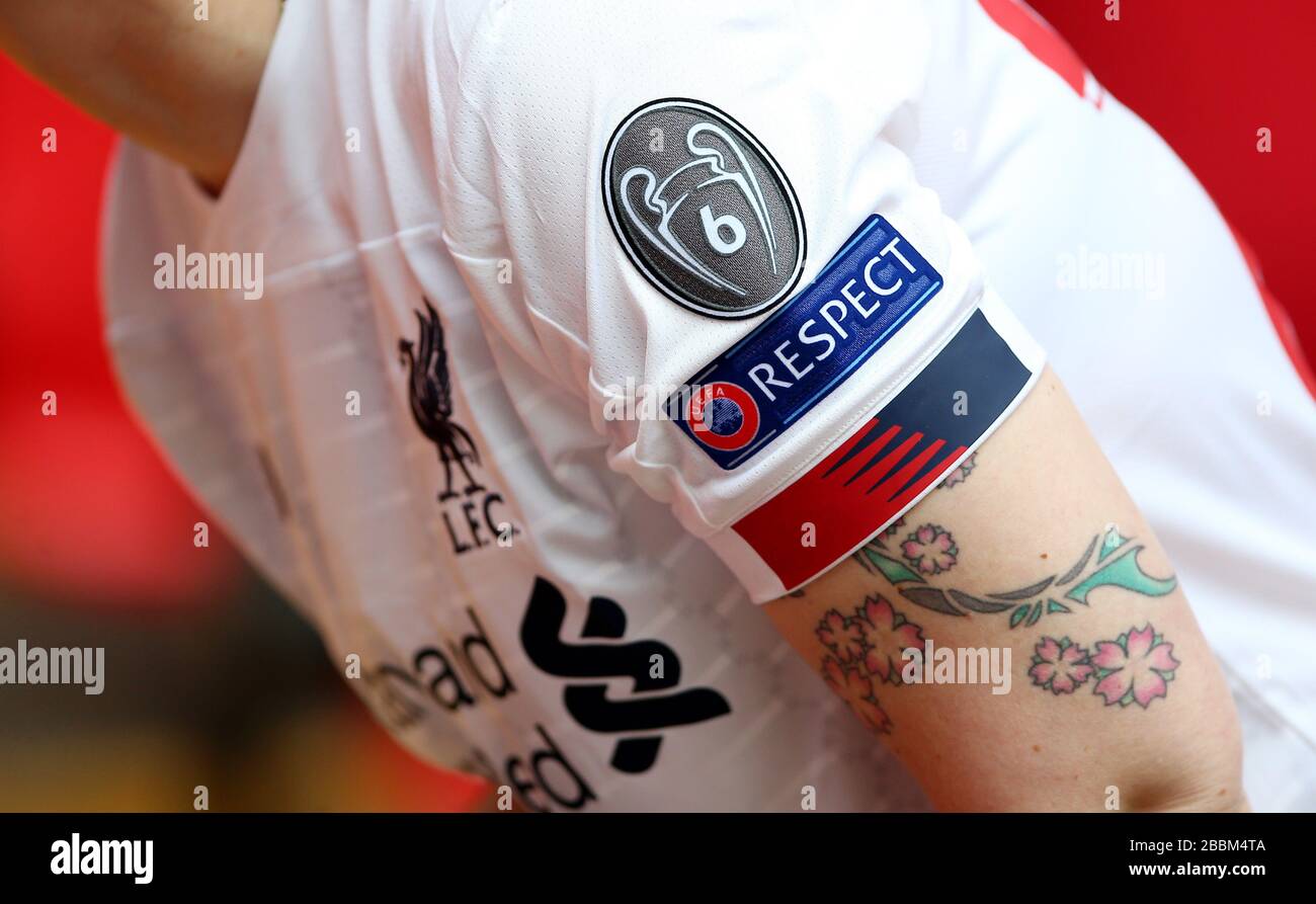 A Liverpool strip denoting six European Championship wins Stock Photo ...