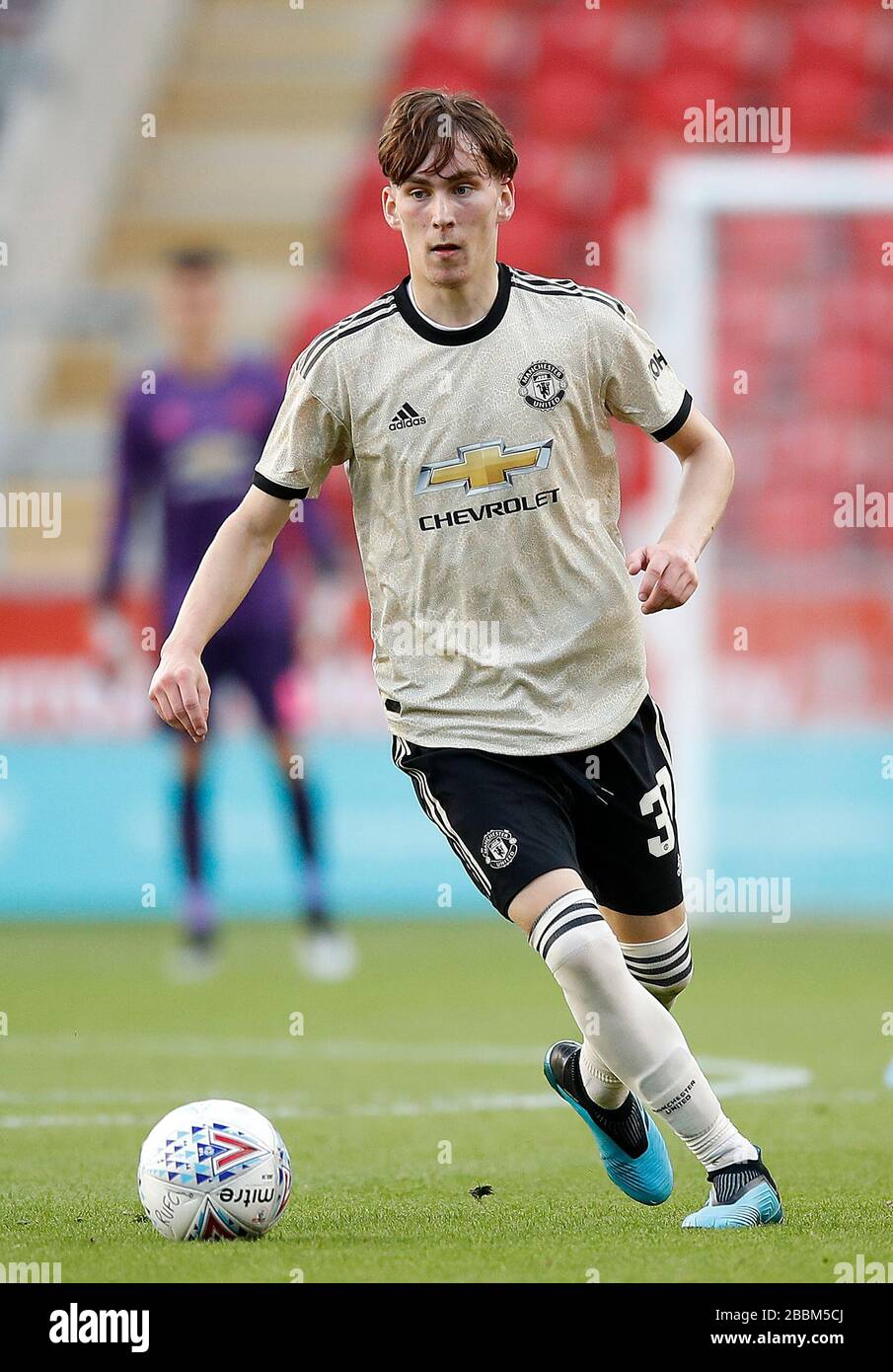 Manchester United's James Garner in action during the EFL Trophy match ...