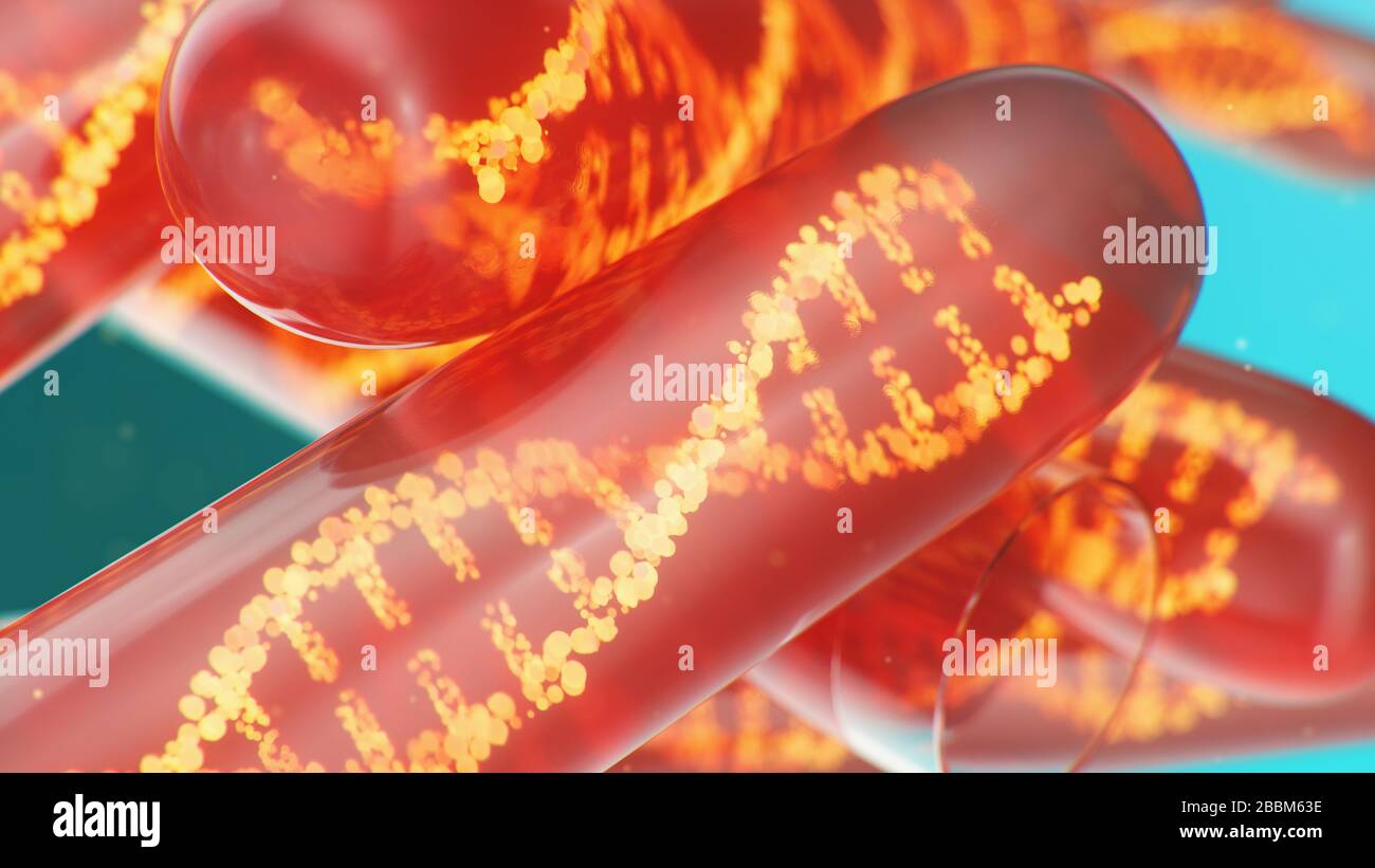 3D Illustration DNA molecule, its structure. Concept human genome. DNA ...
