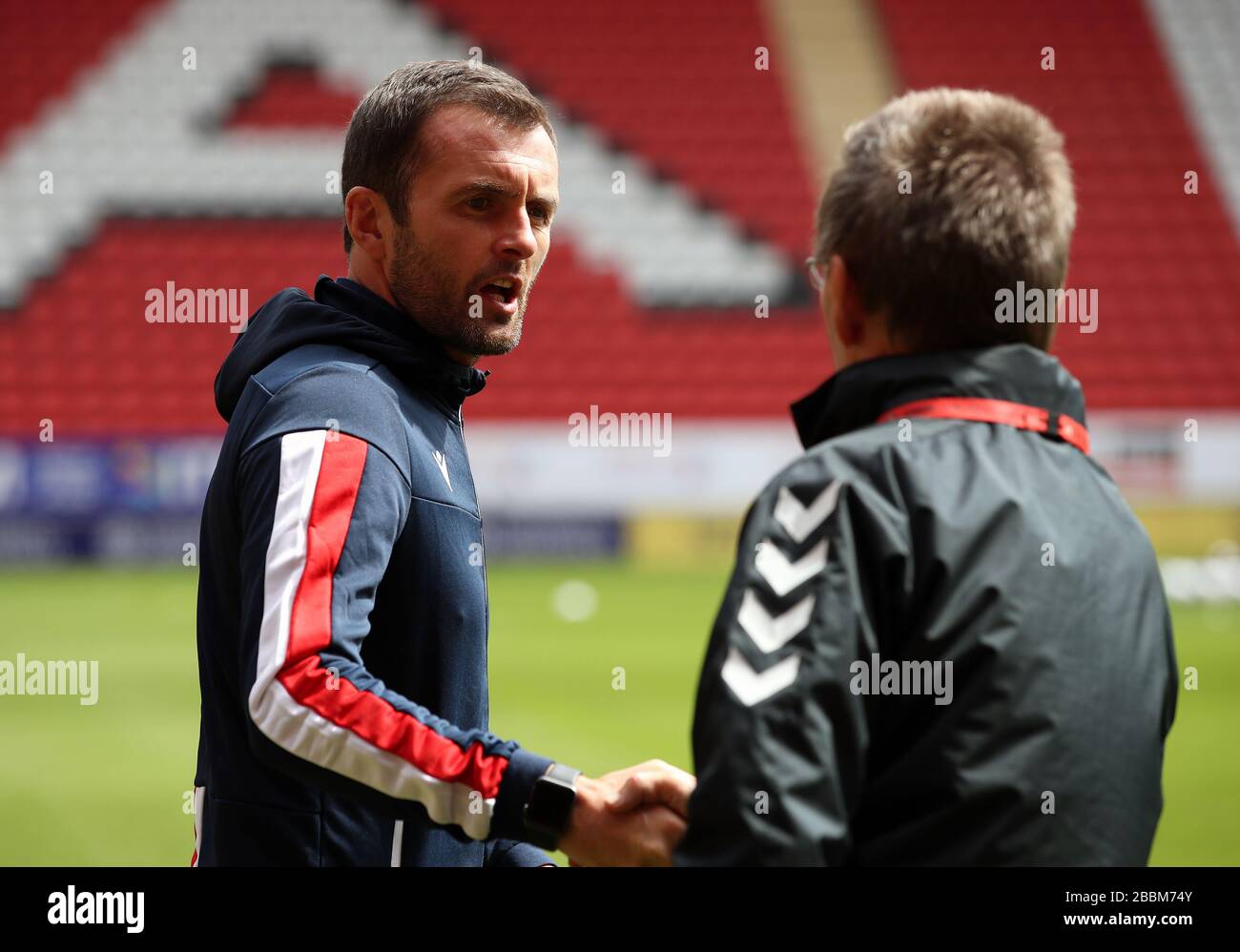 Stoke City manager Nathan Jones (left Stock Photo - Alamy