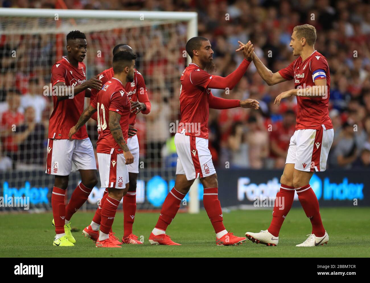 Nottingham Forest's Lewis Grabban celebrates scoring the second goal ...