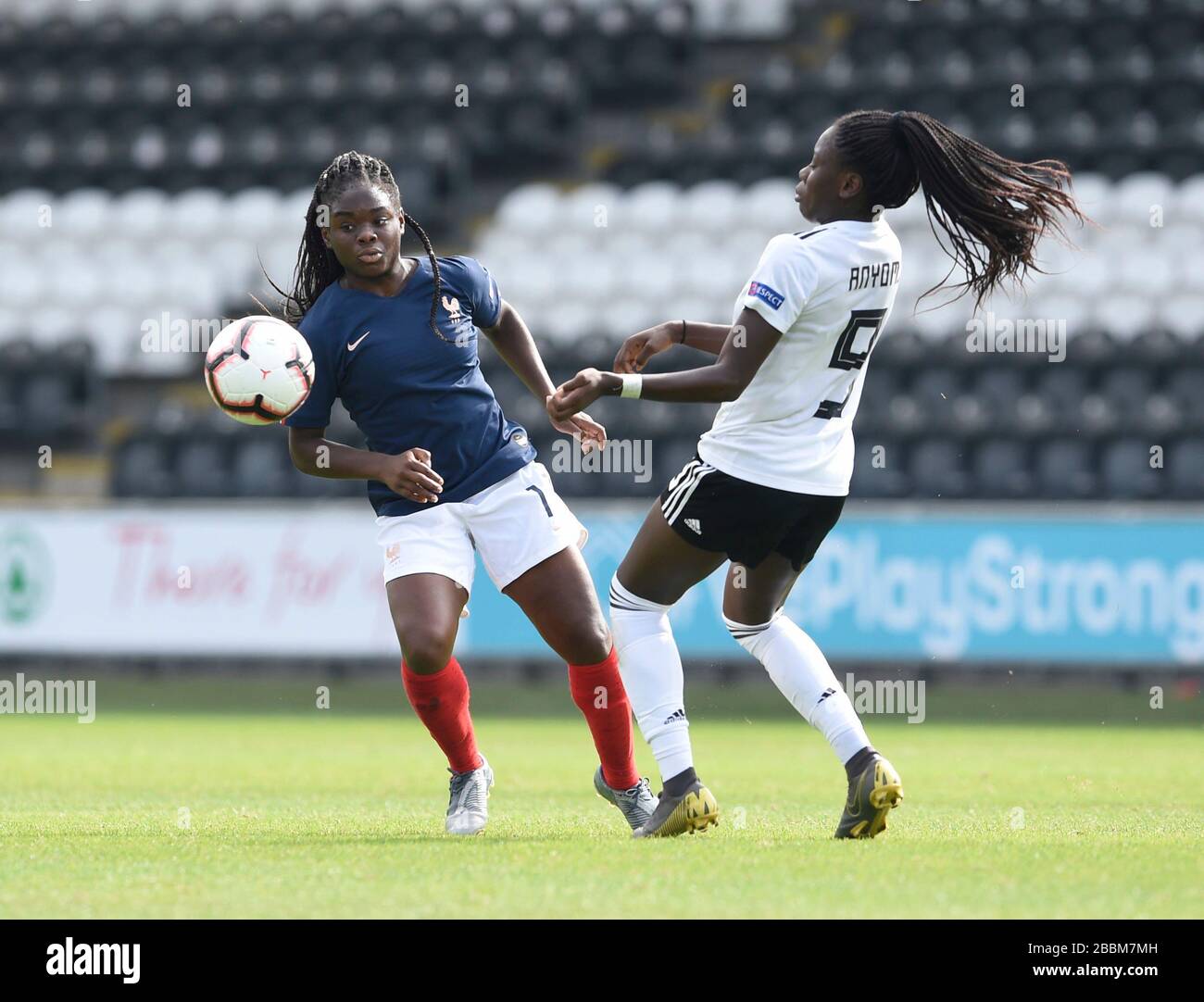 France's Sandy Baltimore and Germany's Lara Schmidt in action Stock ...