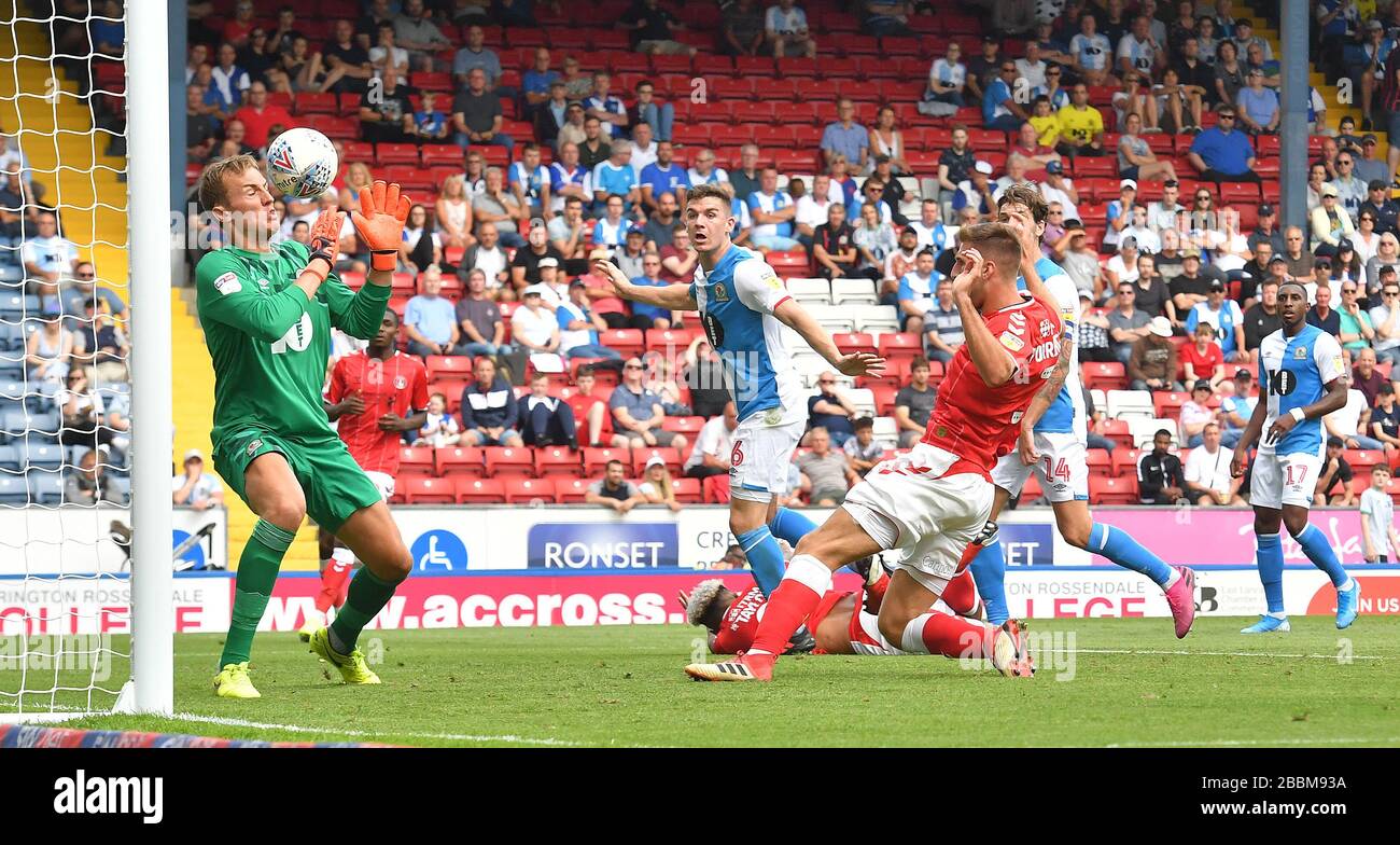 Charlton Athletic's Ben Purrington scores his side's first goal of the ...