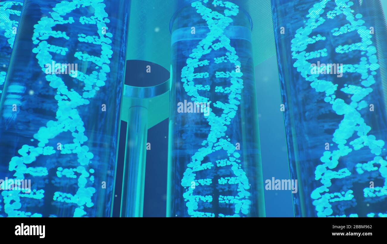 3D Illustration DNA molecule, its structure. Concept human genome. DNA ...