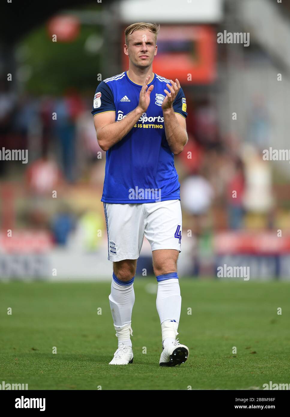 Birmingham City's Marc Roberts applauds the away fans at full time ...