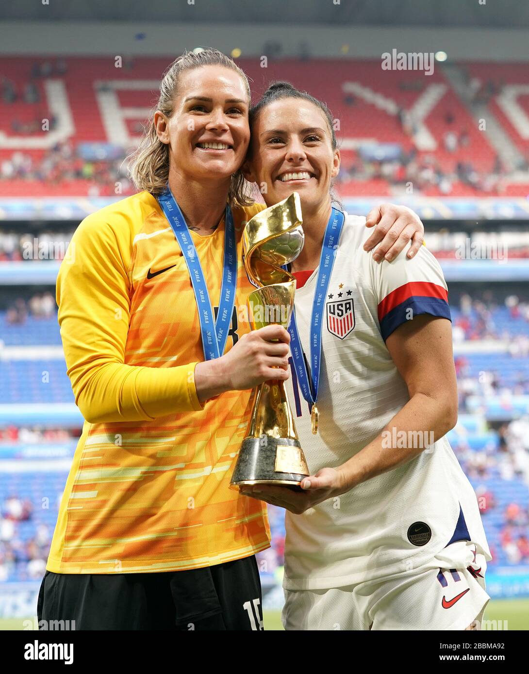 USA goalkeeper Ashlyn Harris (left) and Ali Krieger celebrate with the ...