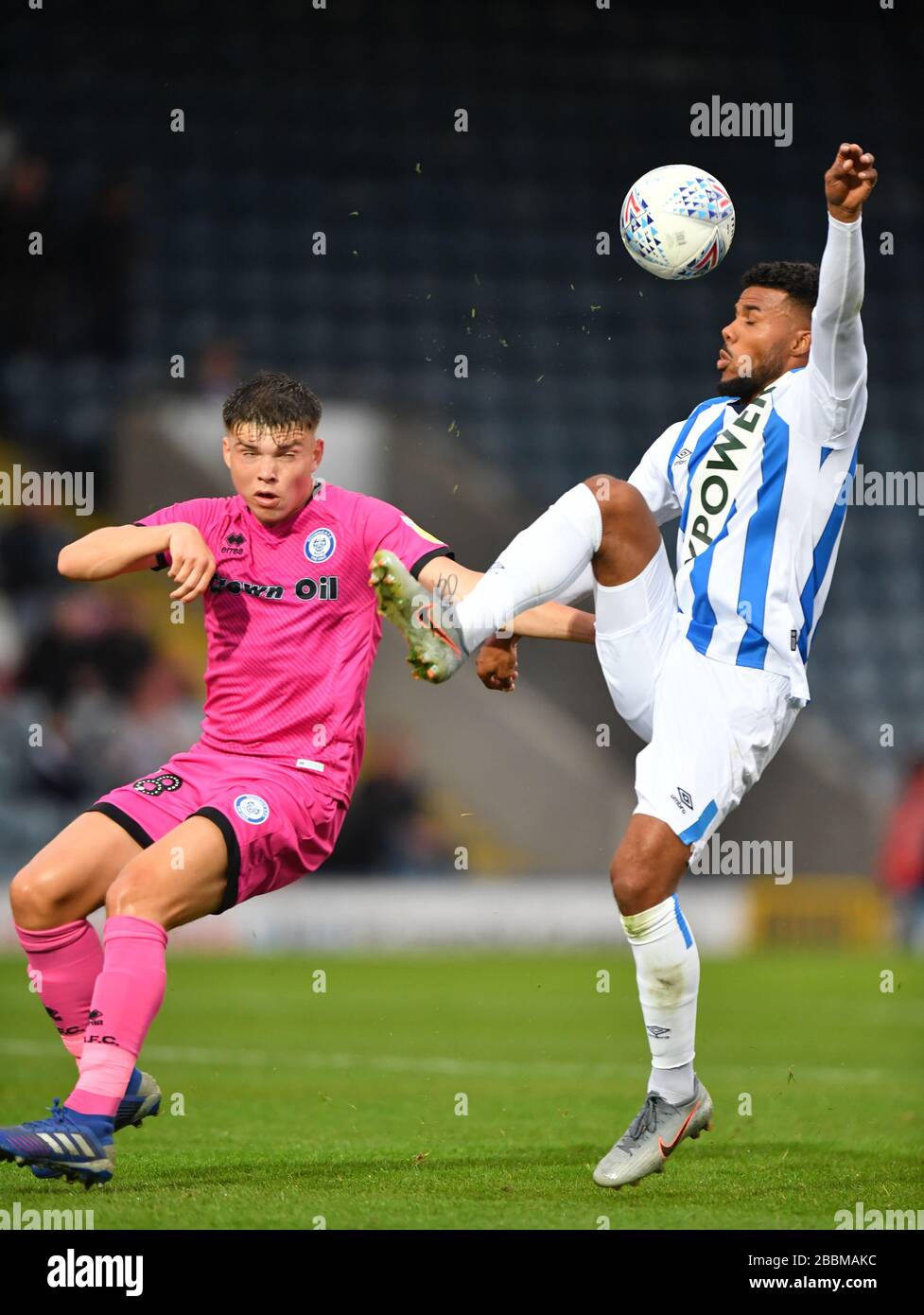Huddersfield Town's Elias Kachunga and Rochdale AFC’s Aaron Morley ...