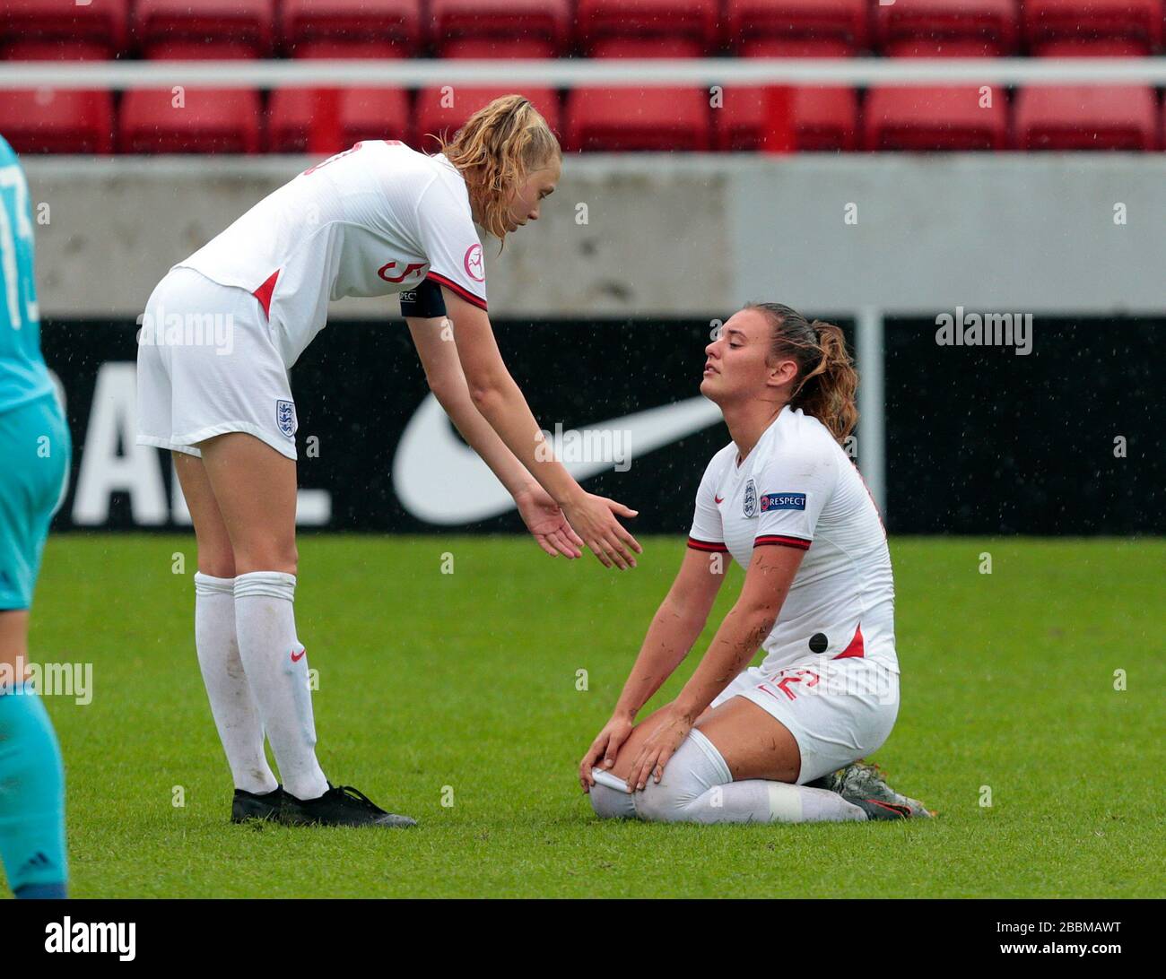 England's Esme Morgan (left) and Ella Rutherford after losing to Spain ...