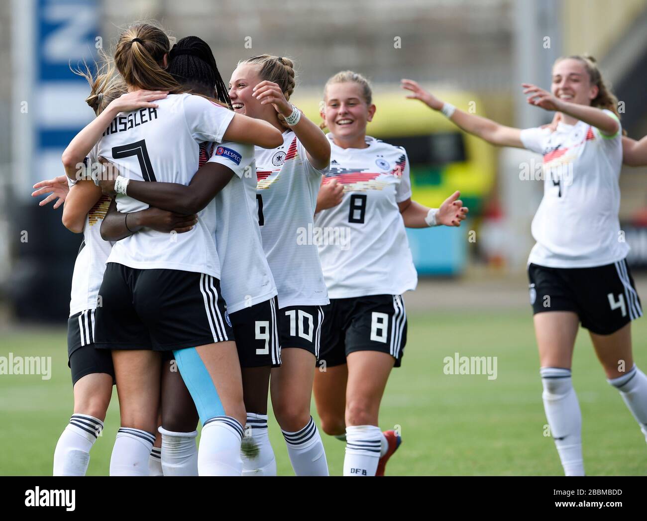 Germany's and Netherlands Germany’s Melissa Kossler is congratulated by ...