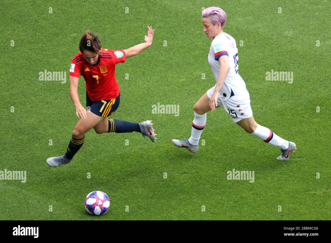 Spain's Marta Corredera (left) and USA's Megan Rapinoe battle for the ...