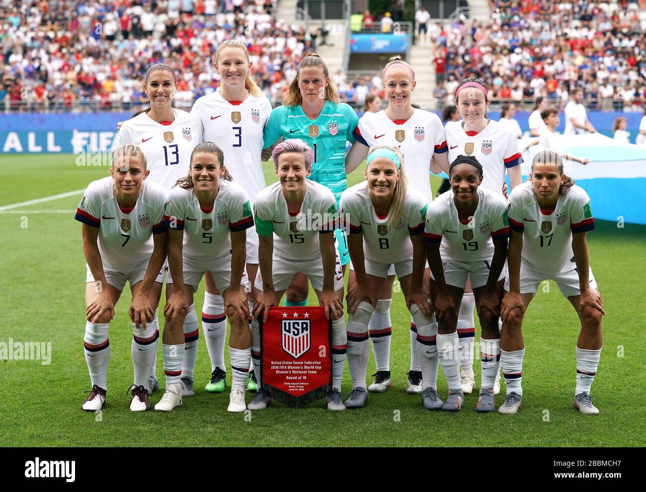 United States' (left to right, top to bottom) Alex Morgan, Sam Mewis ...