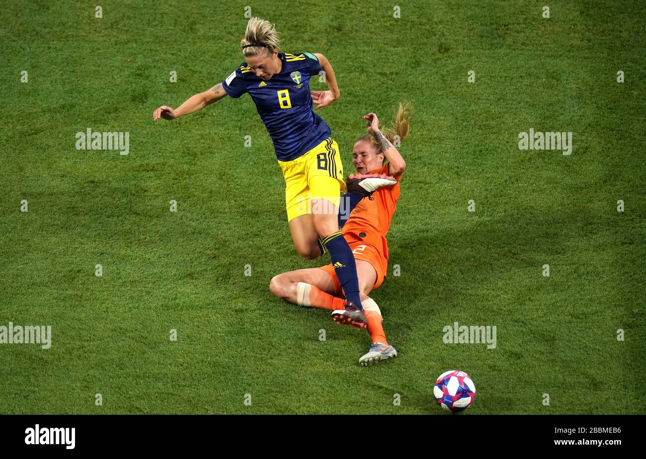 Sweden's Lina Hurtig (left) and Netherlands' Desiree van Lunteren ...