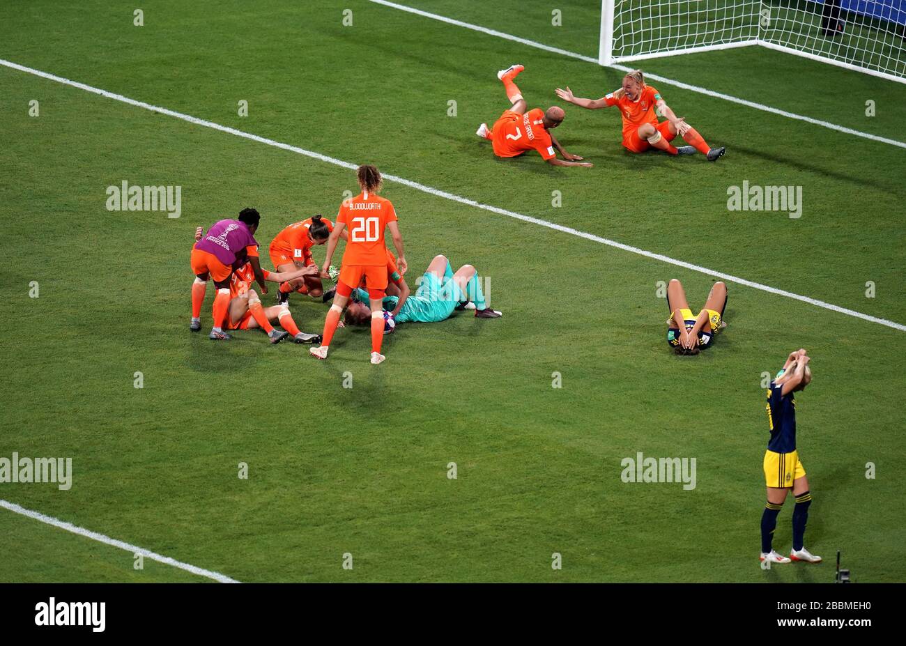 Netherlands players celebrate their win after the final whistle Stock ...
