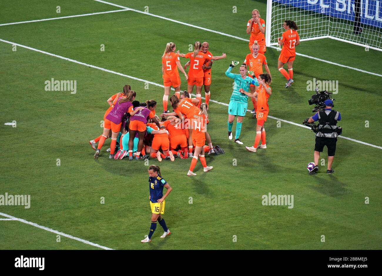 Netherlands players celebrate their win after the final whistle Stock ...