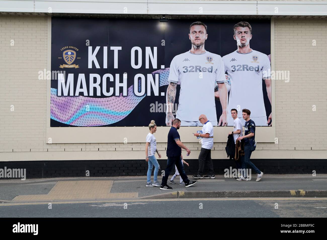 Fans outside Leeds United's Elland Road football stadium Stock Photo ...