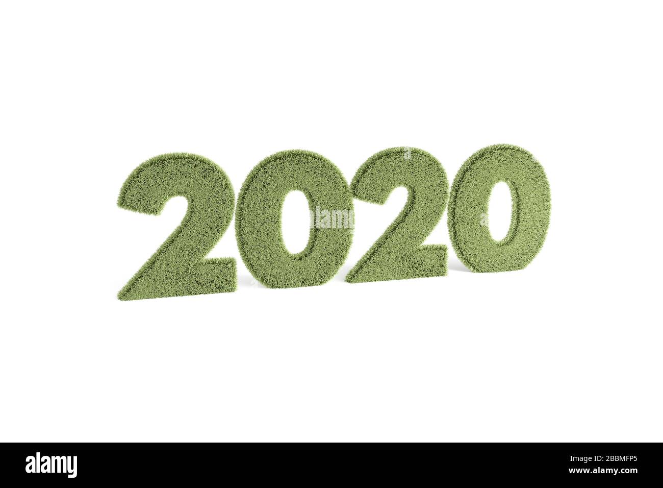 3d rendering, letters of 2020 year words new year concept with green ...