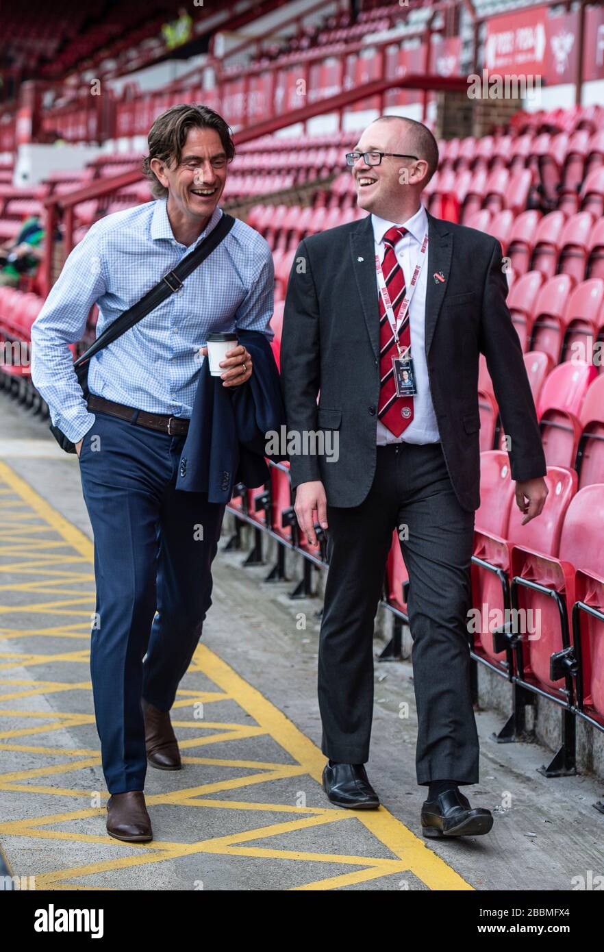 Brentford manager Thomas Frank arrives at the ground prior to kick-off ...