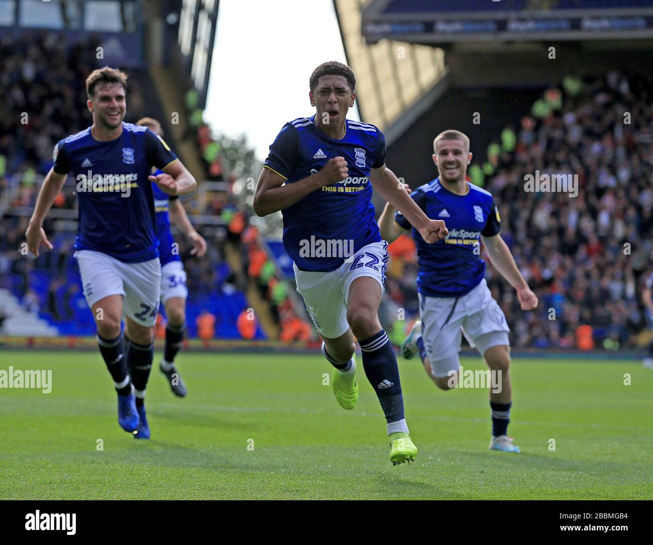 Birmingham City's Jude Bellingham celebrates after he scores his sides ...