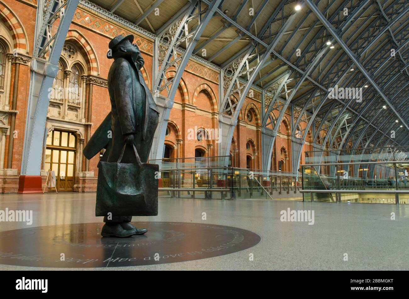 LONDON- Passenger statue inside St Pancras International Station next ...