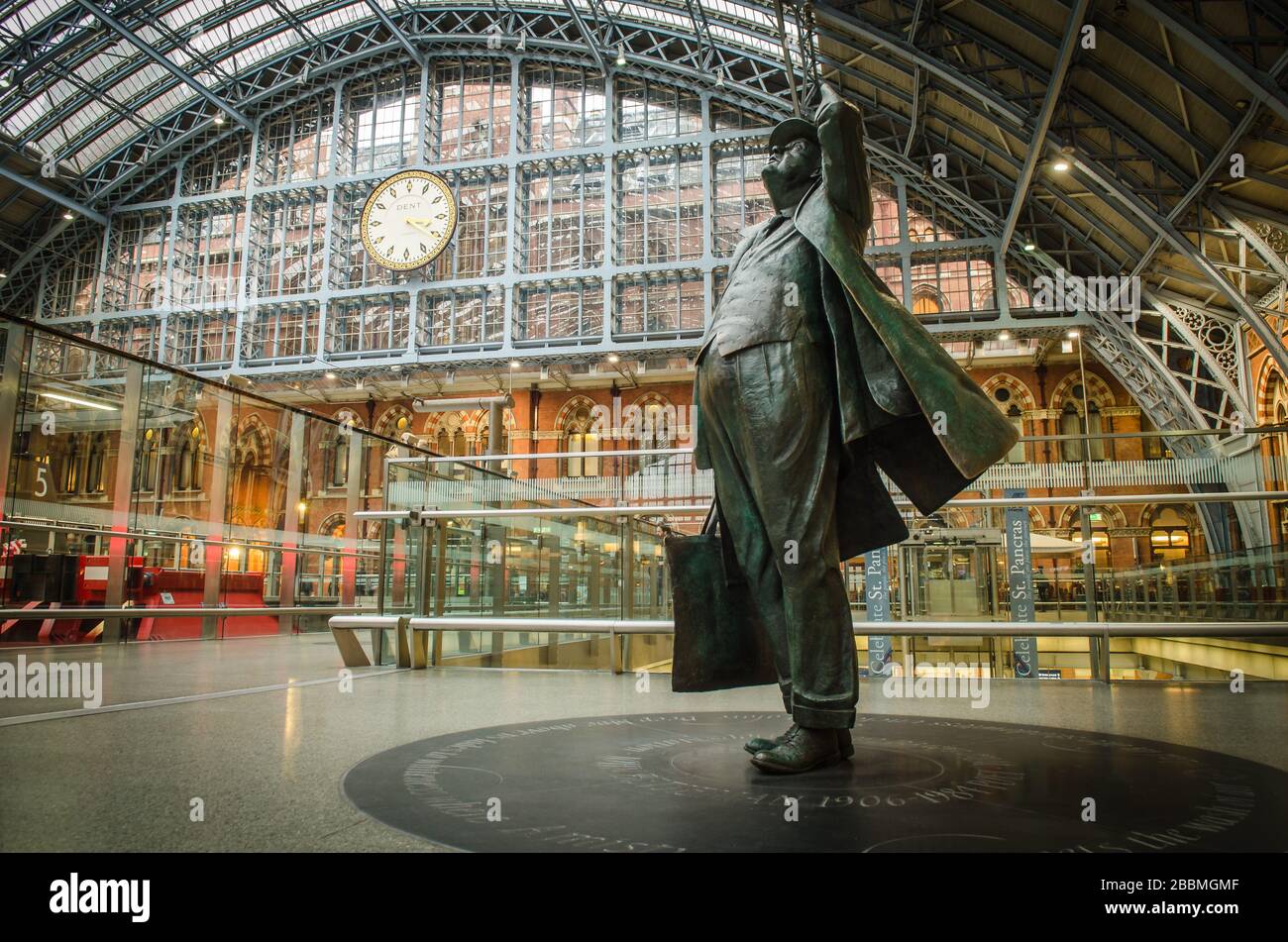 LONDON- Passenger statue inside St Pancras International Station next ...