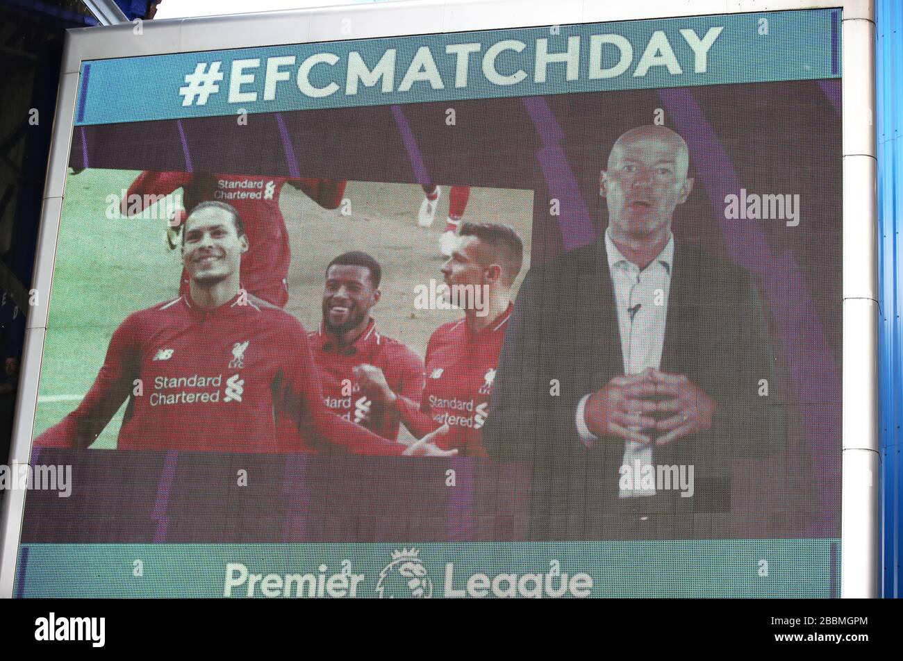 Close up of the ground television screen showing the rules of the VAR ...