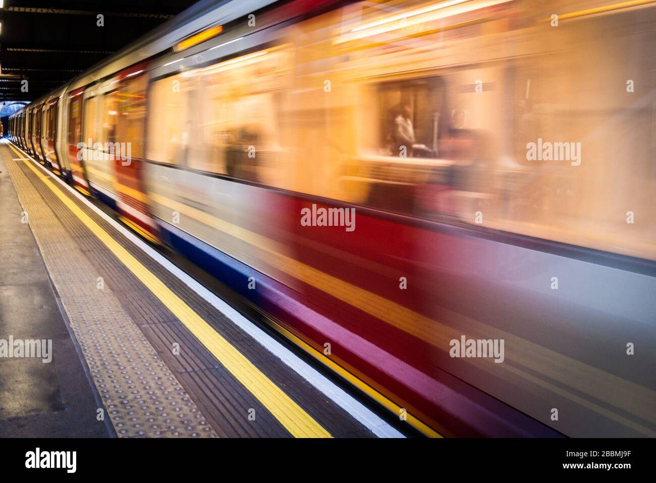 Motion blurred London Underground Train Stock Photo - Alamy