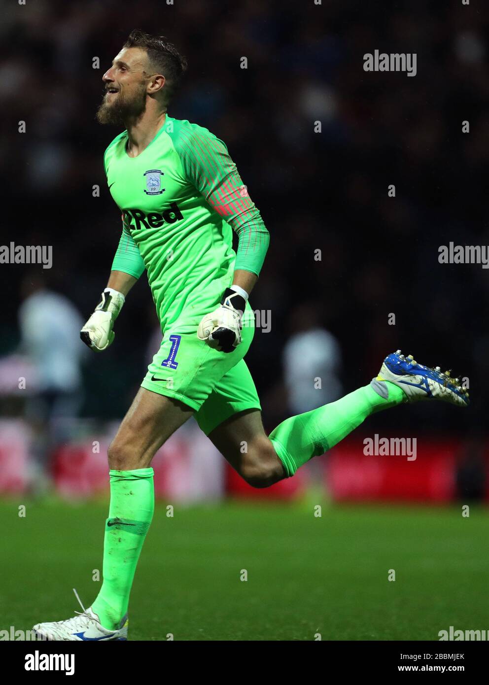 Preston North End goalkeeper Declan Rudd celebrates his side's third ...