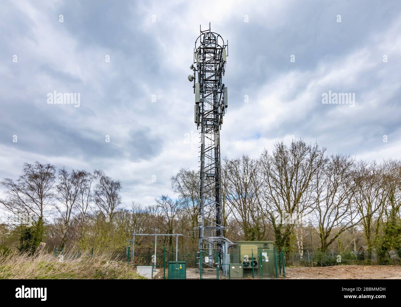 Tall steel lattice telecommunications tower forming part of the mobile ...