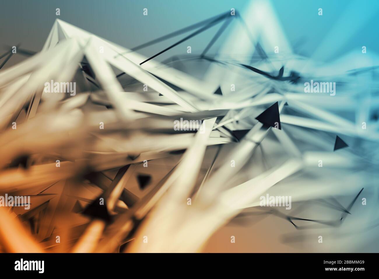 Abstract 3d rendering of chaotic plexus surface. Contemporary background with futuristic ...