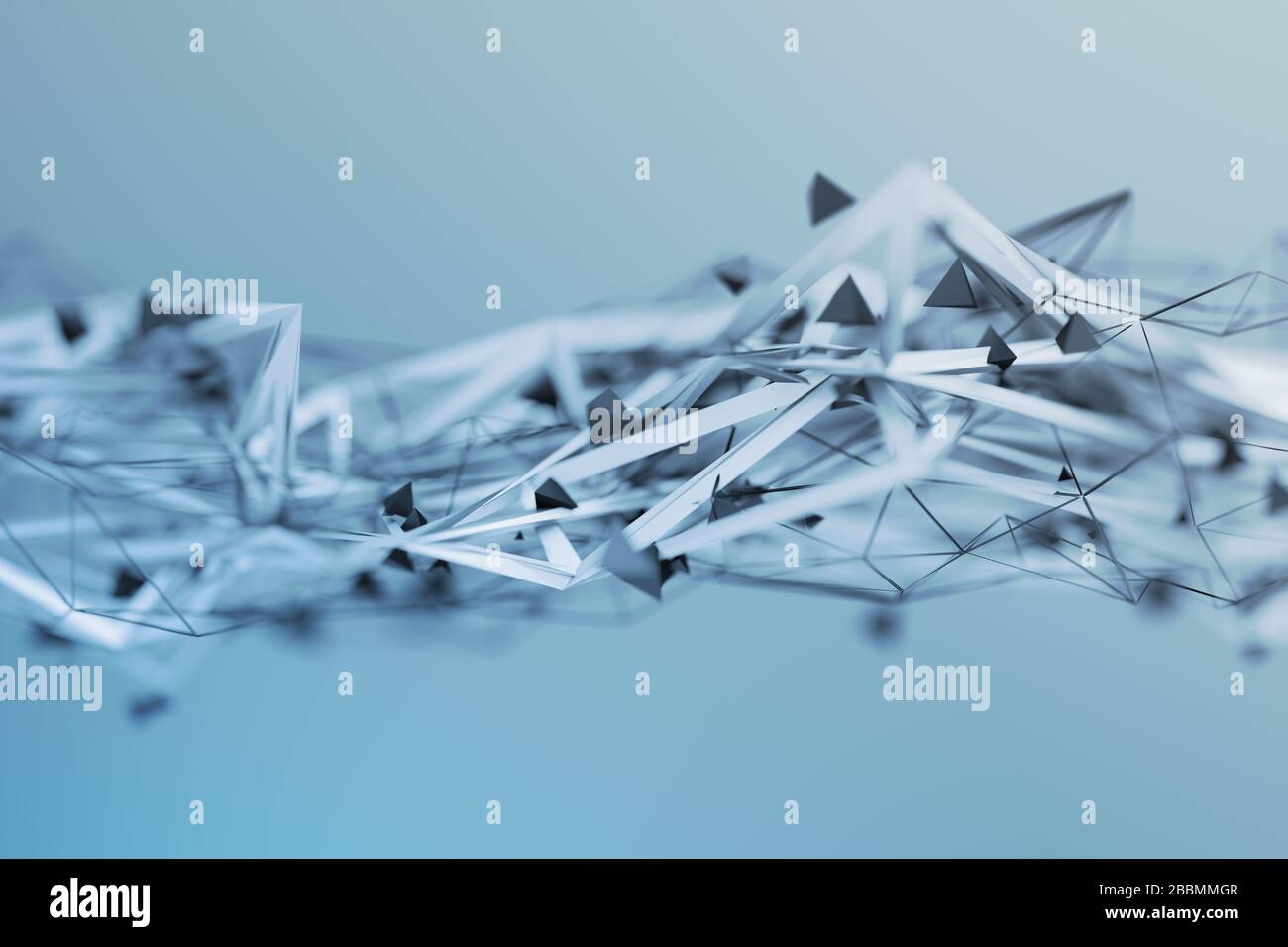 Abstract 3d rendering of chaotic plexus surface. Contemporary background with futuristic ...