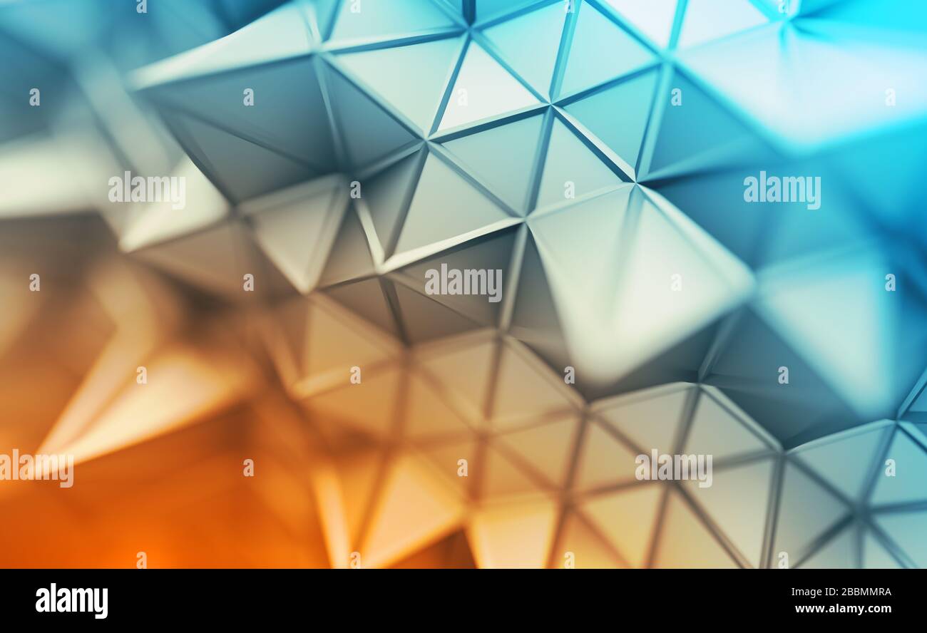 Abstract 3d rendering of triangulated surface. Contemporary background ...