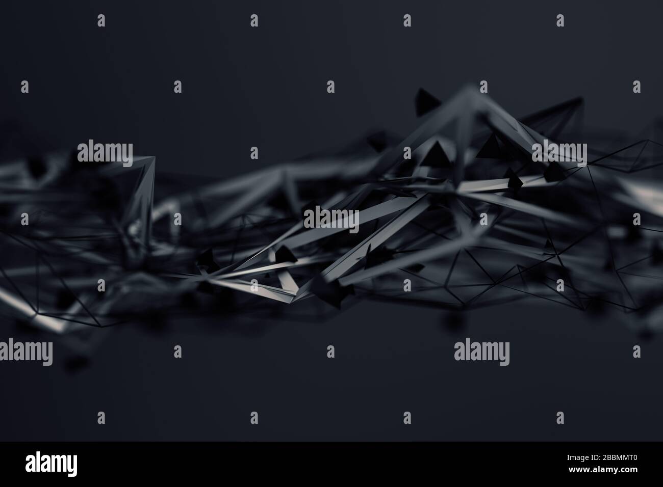 Abstract 3d rendering of chaotic plexus surface. Contemporary background with futuristic ...