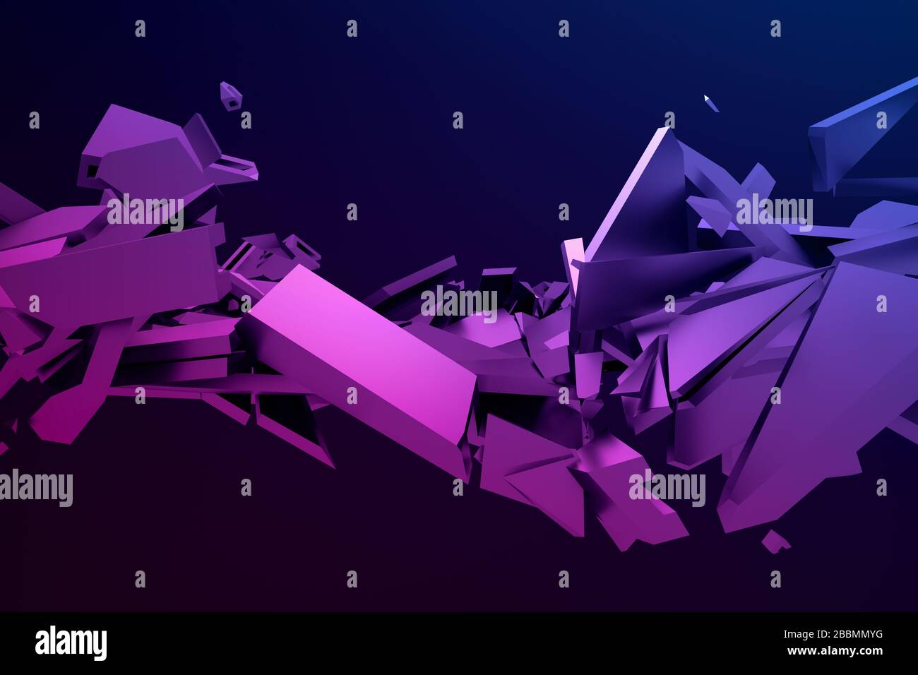 Abstract 3d rendering of cracked surface. Background with broken shape. Wall destruction ...