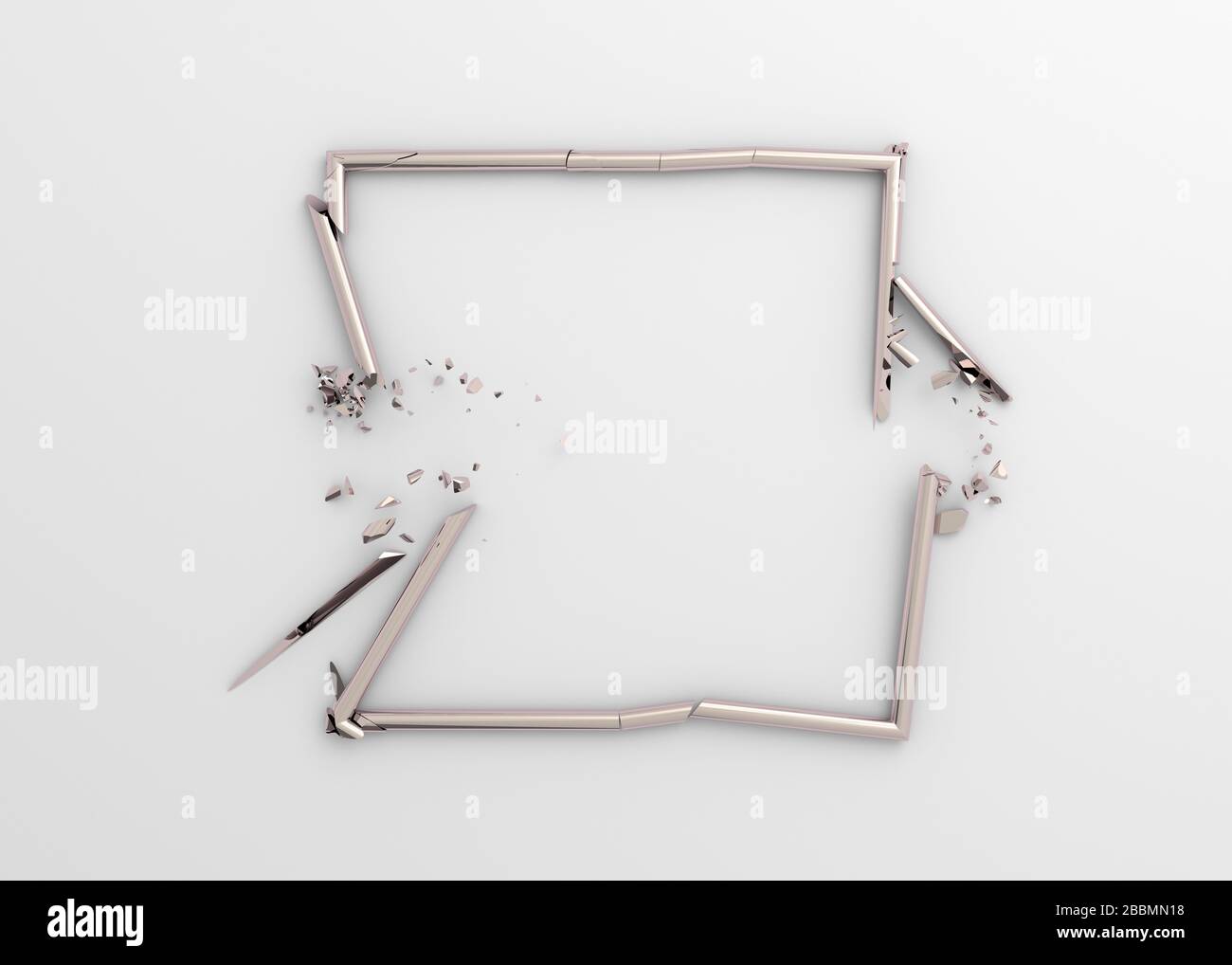 Abstract 3d rendering of broken square. Modern background design with ...
