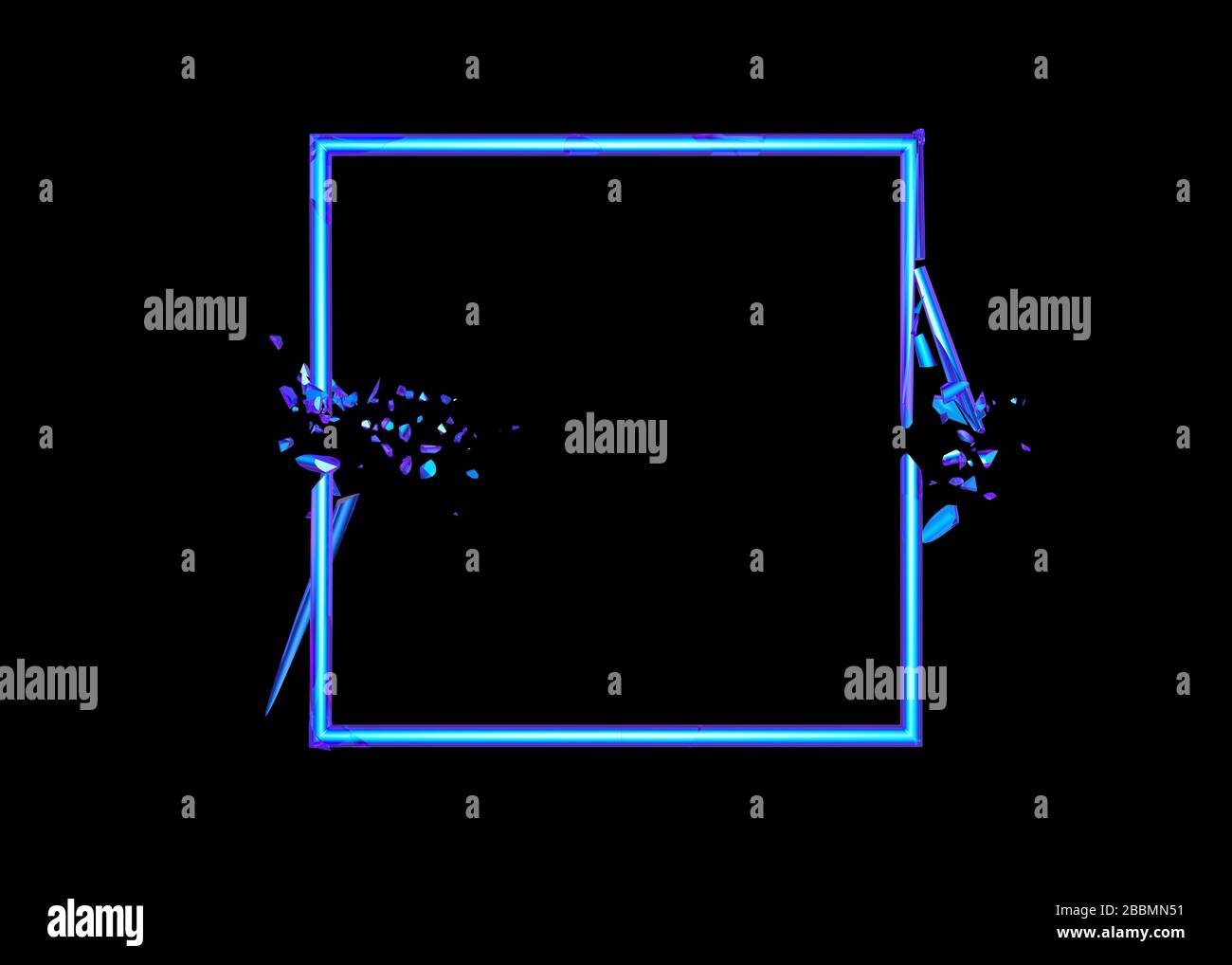 Abstract 3d rendering of broken square. Modern background design with ...