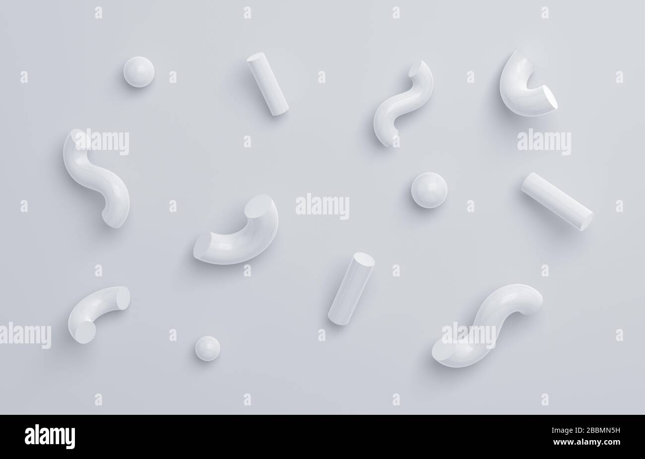 Abstract 3d rendering of composition with random shapes. Modern ...