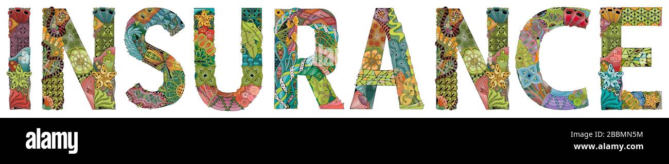 Word INSURANCE. Vector zentangle object for decoration Stock Vector ...