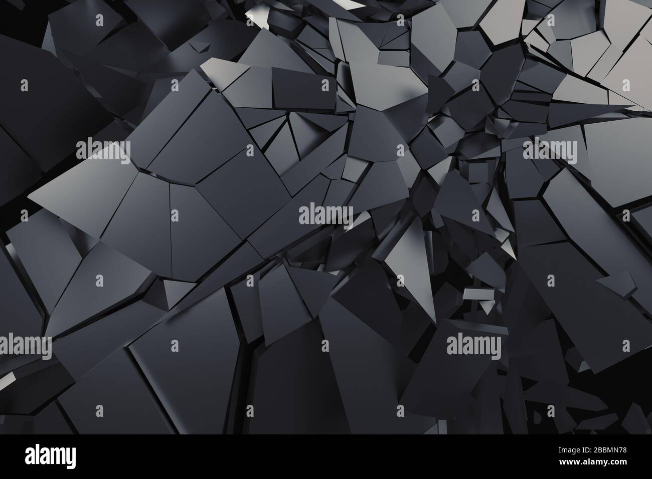 Abstract 3d rendering of cracked surface. Background with broken shape. Wall destruction ...