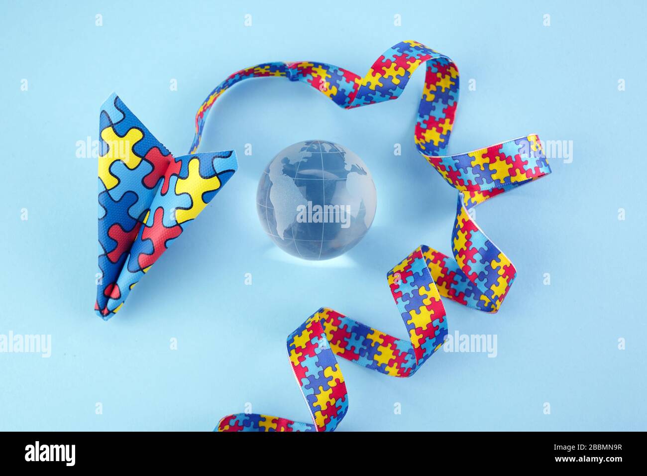 Autism awareness day or month. Paper plane in origami style with autism ...