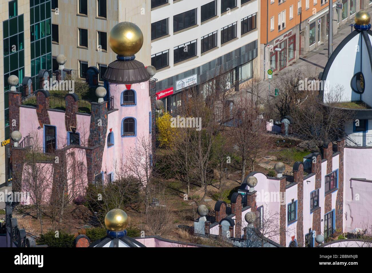 Magdeburg, Germany. 26th Mar, 2020. The Green Citadel, a building ...