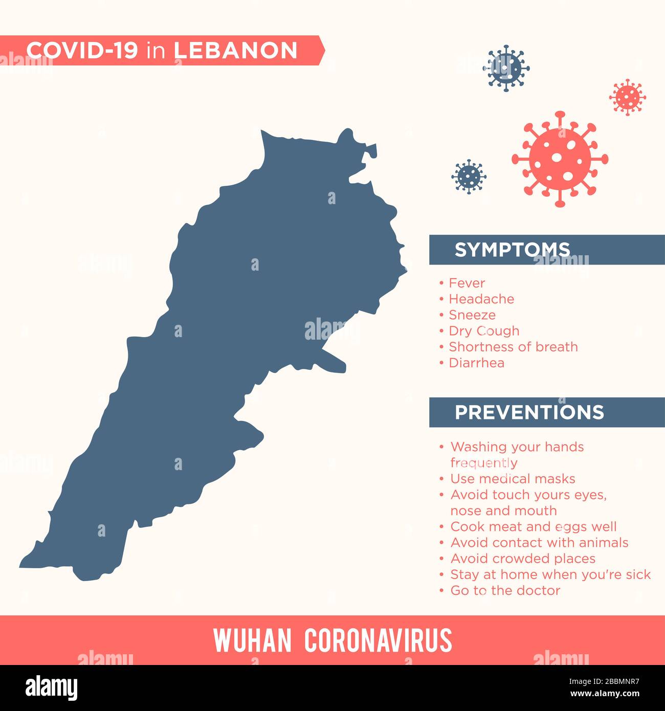 Lebanon - Asia Country Map. Covid-29, Corona Virus Map Infographic ...