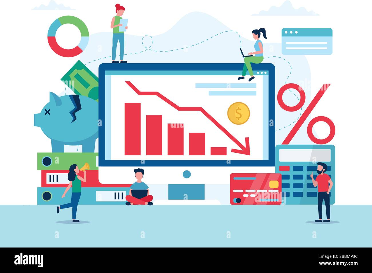 Economic crisis concept, stock market graph falling down, financial ...