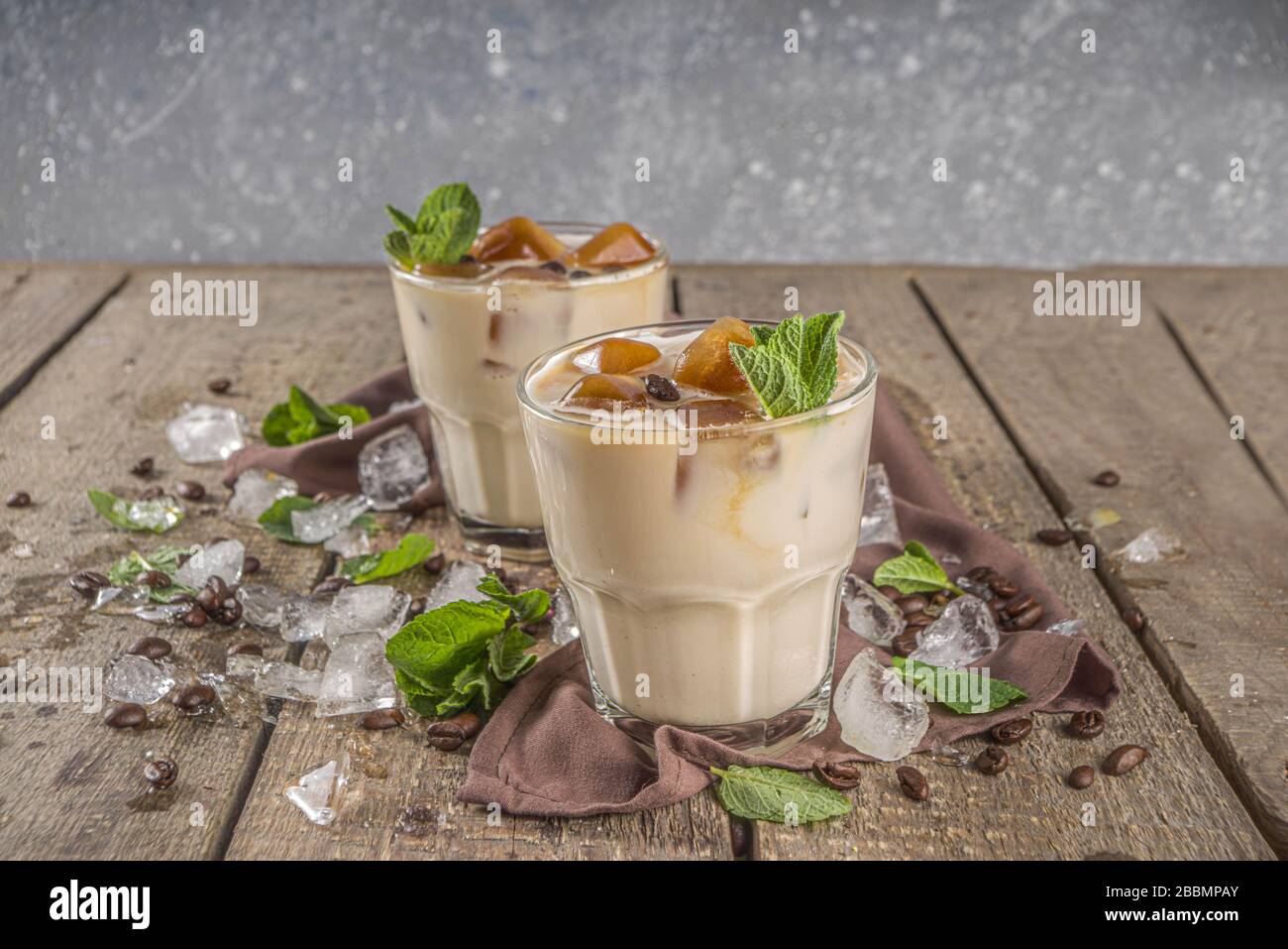 Cold summer coffee, latte, frappe, frappuccino. Coffee iced cocktail ...