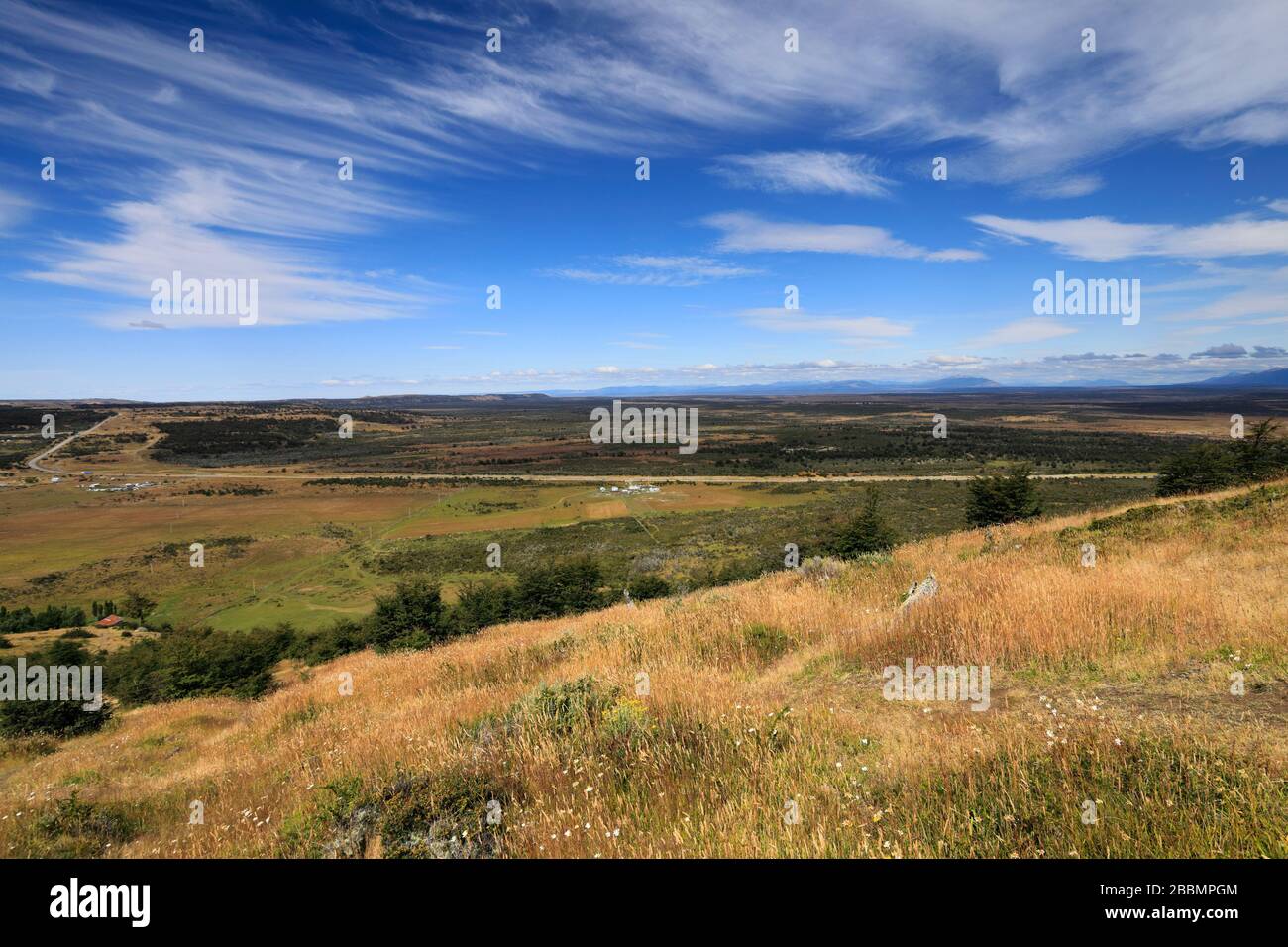 View of the Patagonian Steppe from Mirador Cerro Dorotea, Puerto ...