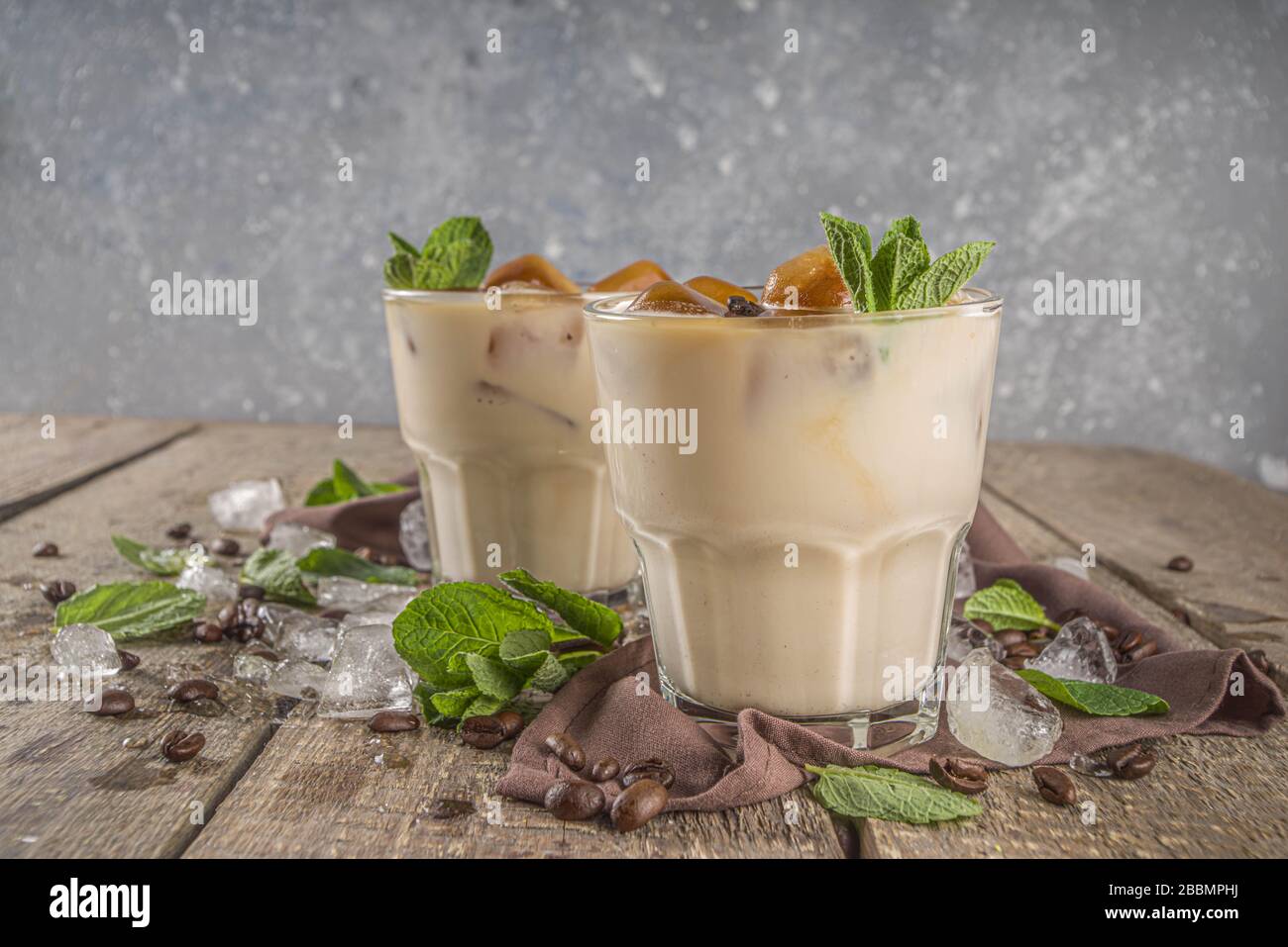 Cold summer coffee, latte, frappe, frappuccino. Coffee iced cocktail ...